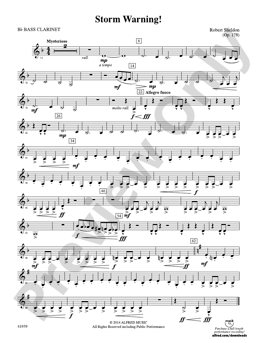 Storm Warning!: B-flat Bass Clarinet: B-flat Bass Clarinet Part ...