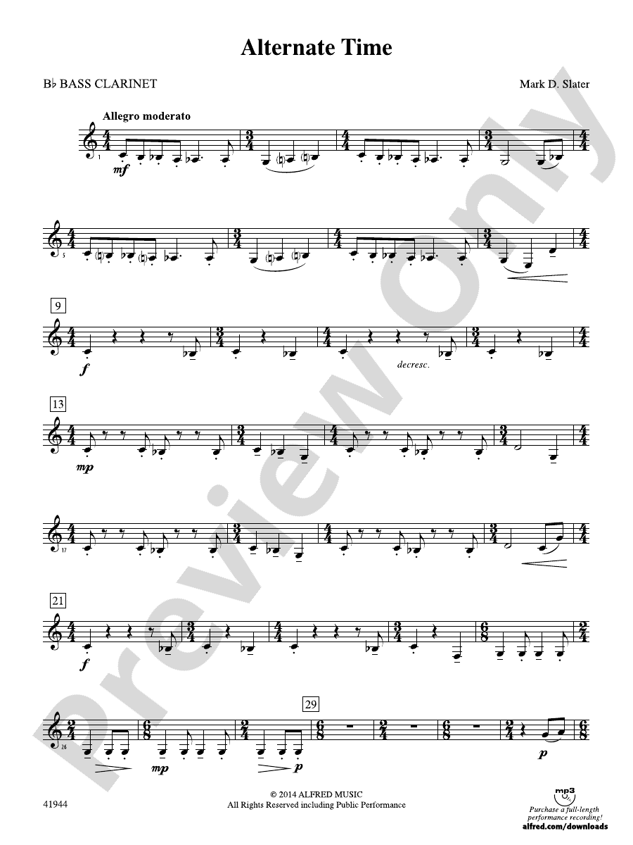 Alternate Time: B-flat Bass Clarinet: B-flat Bass Clarinet Part ...