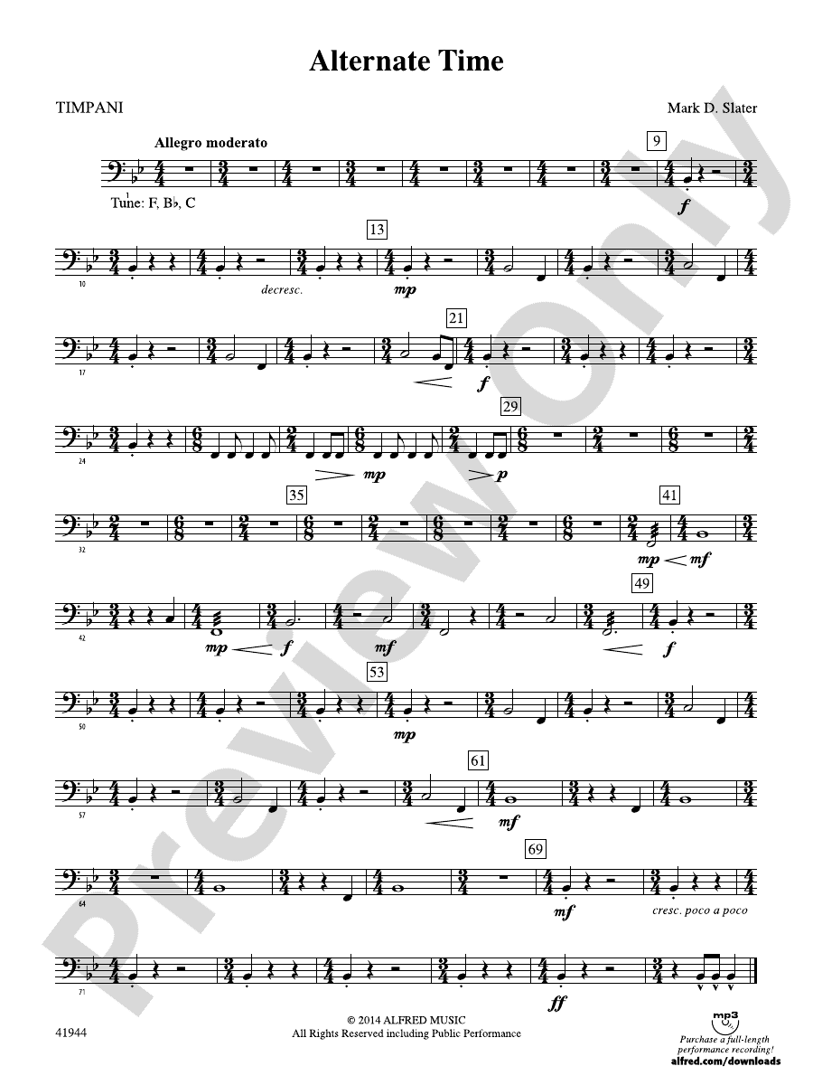 Alternate Time: Timpani: Timpani Part - Digital Sheet Music Download