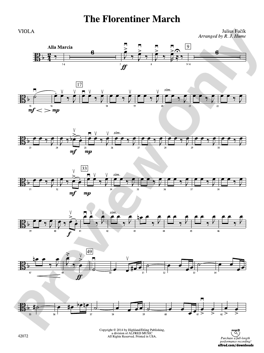 The Florentiner March: Viola: Viola Part - Digital Sheet Music Download