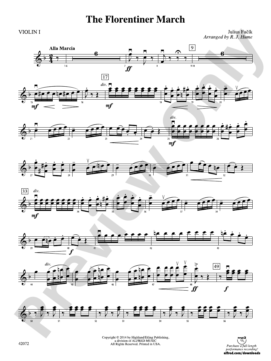 The Florentiner March: 1st Violin: 1st Violin Part - Digital Sheet ...