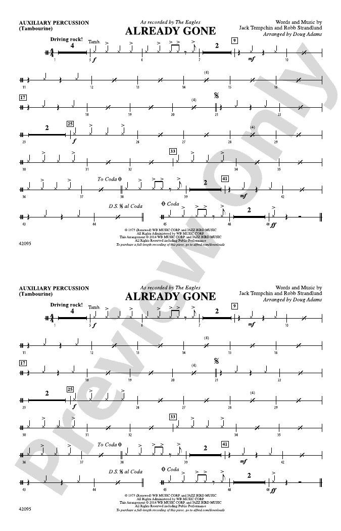Already Gone: Auxiliary Percussion: Auxiliary Percussion Part - Digital ...