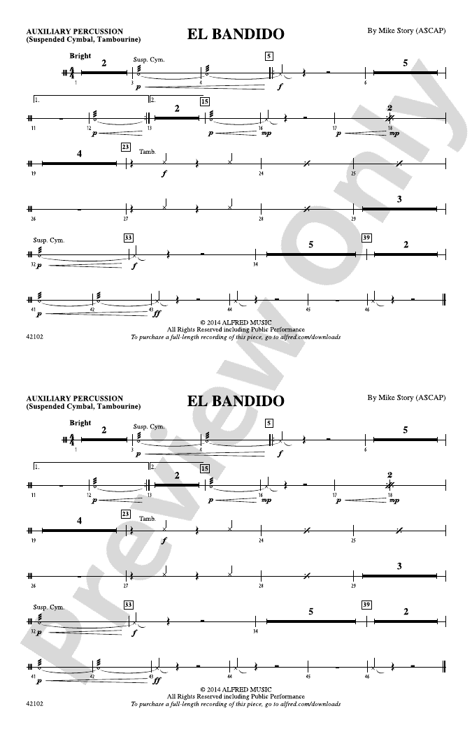 El Bandido: Auxiliary Percussion: Auxiliary Percussion Part - Digital ...