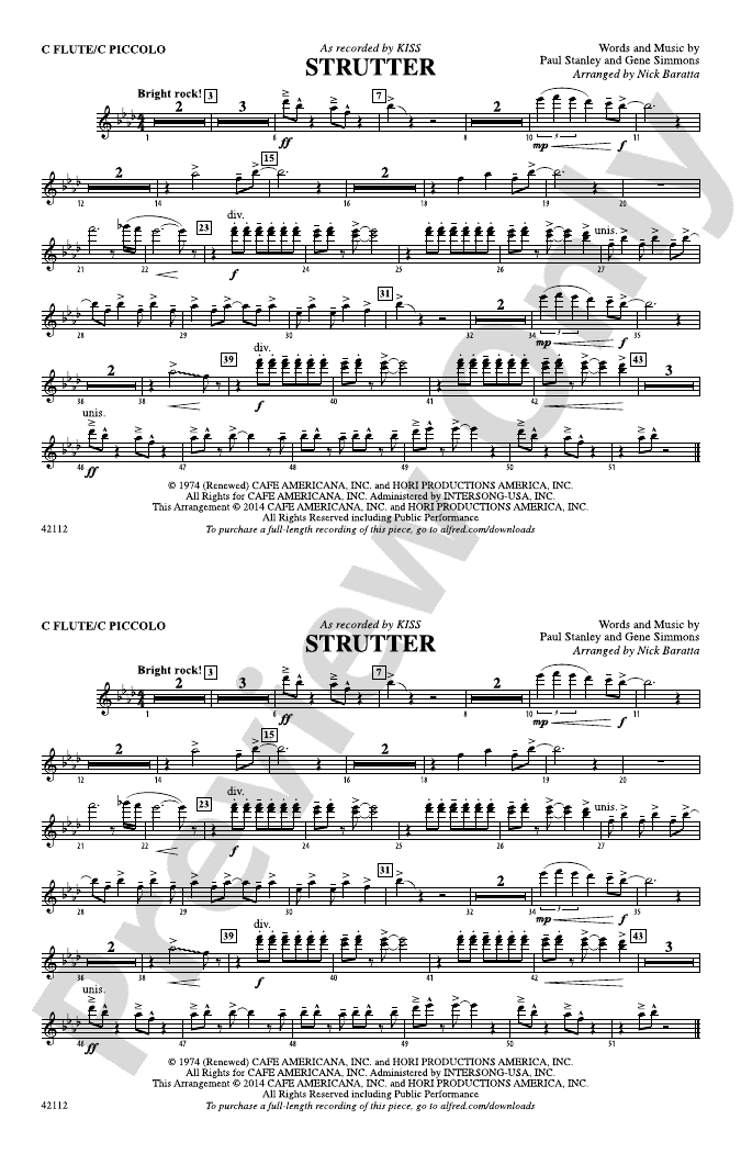 Strutter: Flute: Flute Part - Digital Sheet Music Download