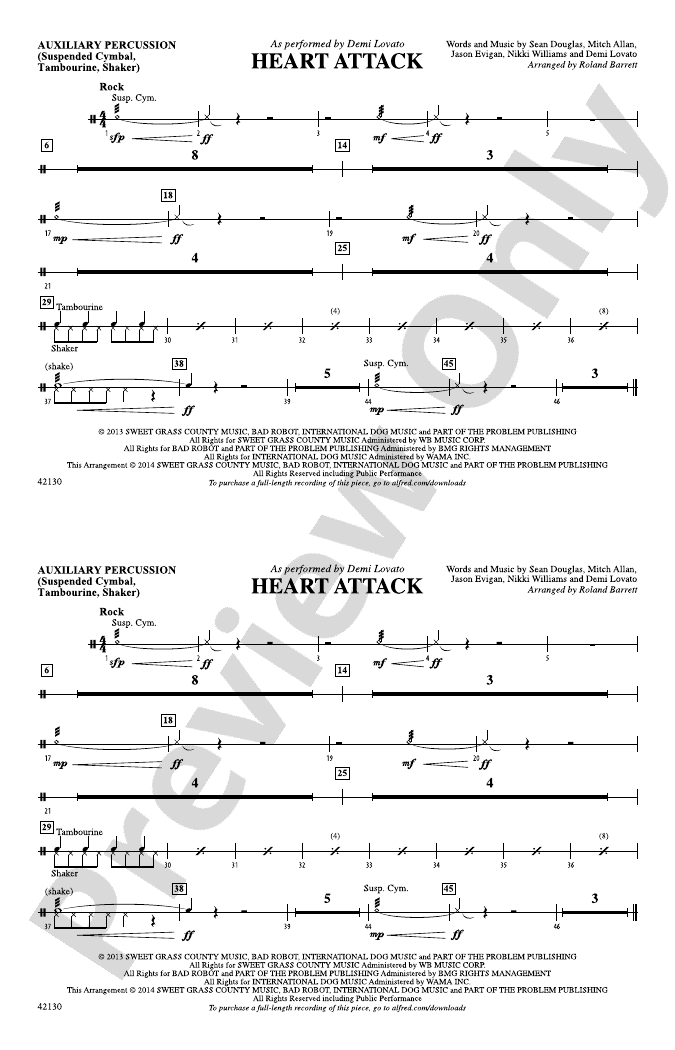 Heart Attack: Auxiliary Percussion: Auxiliary Percussion Part - Digital ...