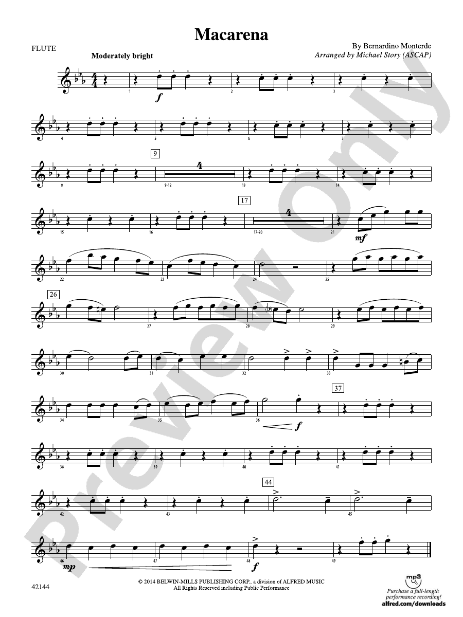 Macarena: Flute: Flute Part - Digital Sheet Music Download