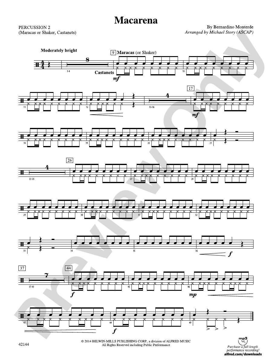 Macarena: 2nd Percussion: 2nd Percussion Part - Digital Sheet Music ...