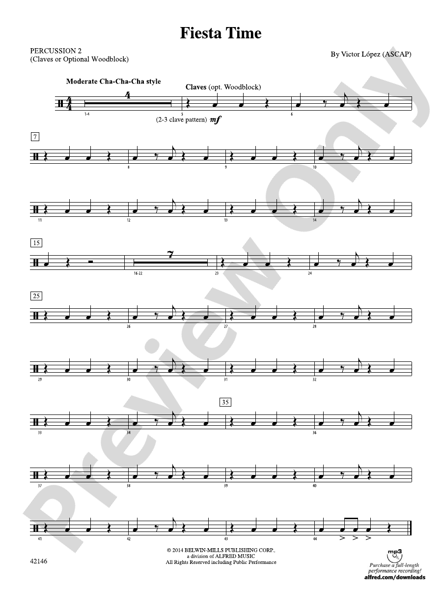 Fiesta Time: 2nd Percussion: 2nd Percussion Part - Digital Sheet Music ...