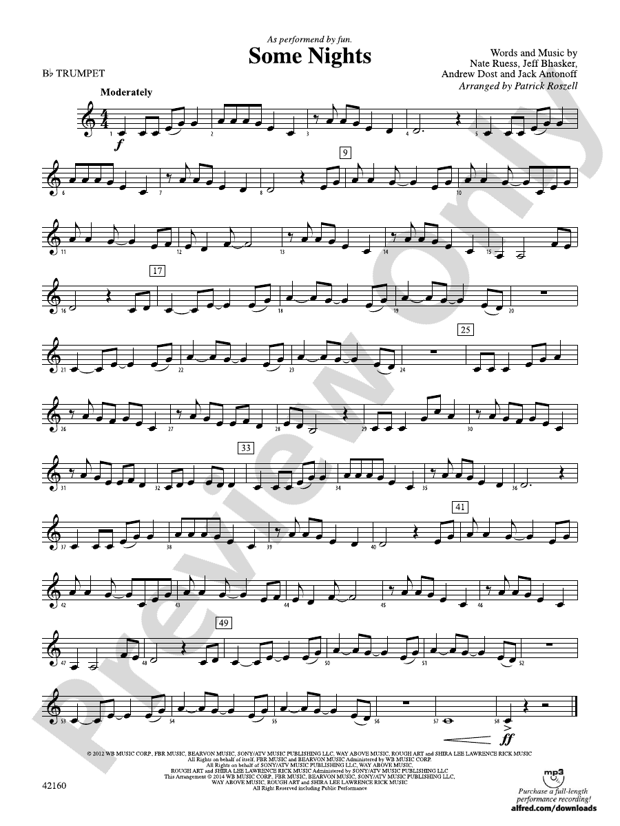 Some Nights: 1st B-flat Trumpet: 1st B-flat Trumpet Part - Digital ...