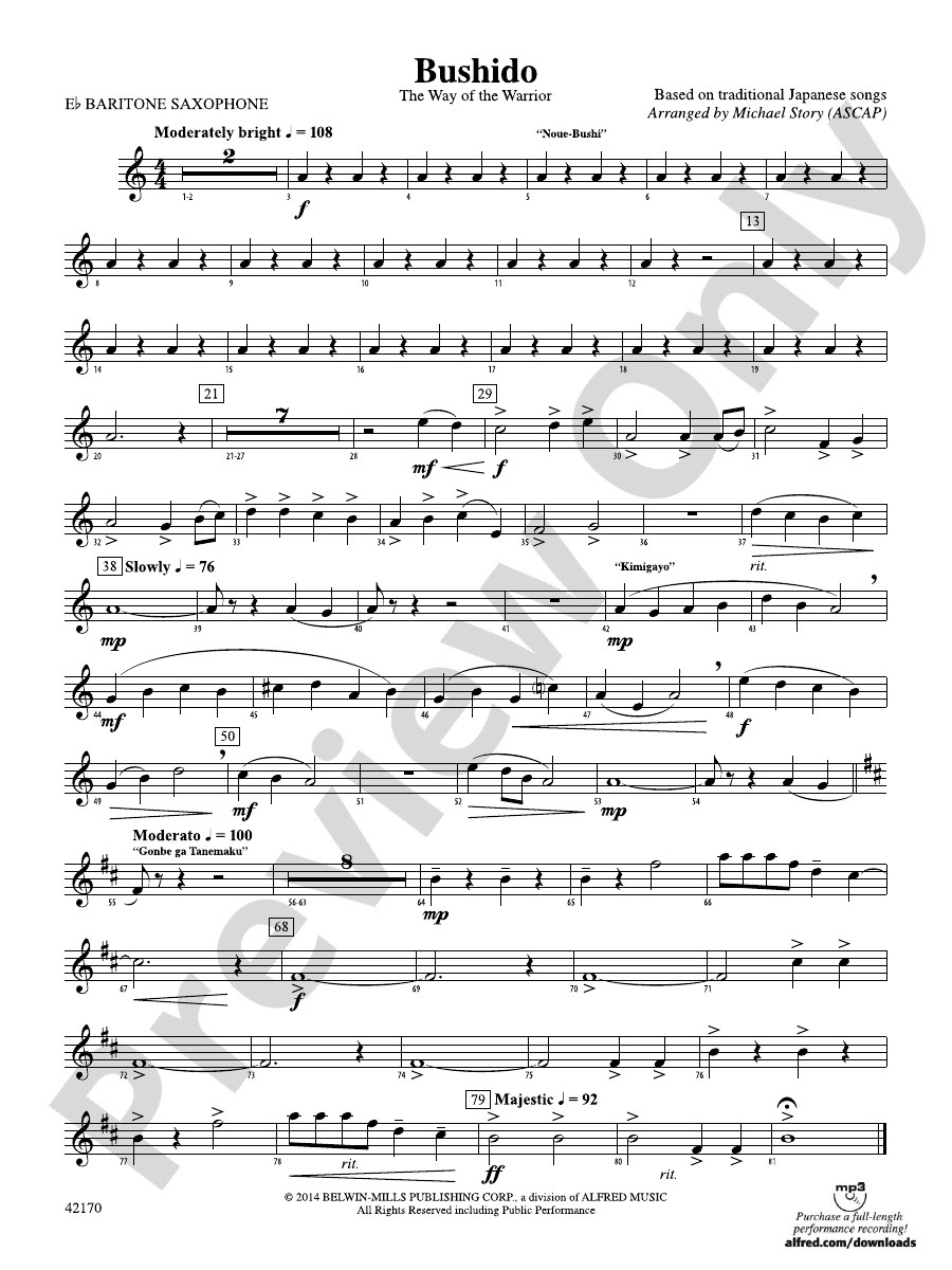 Bushido: E-flat Baritone Saxophone: E-flat Baritone Saxophone Part ...
