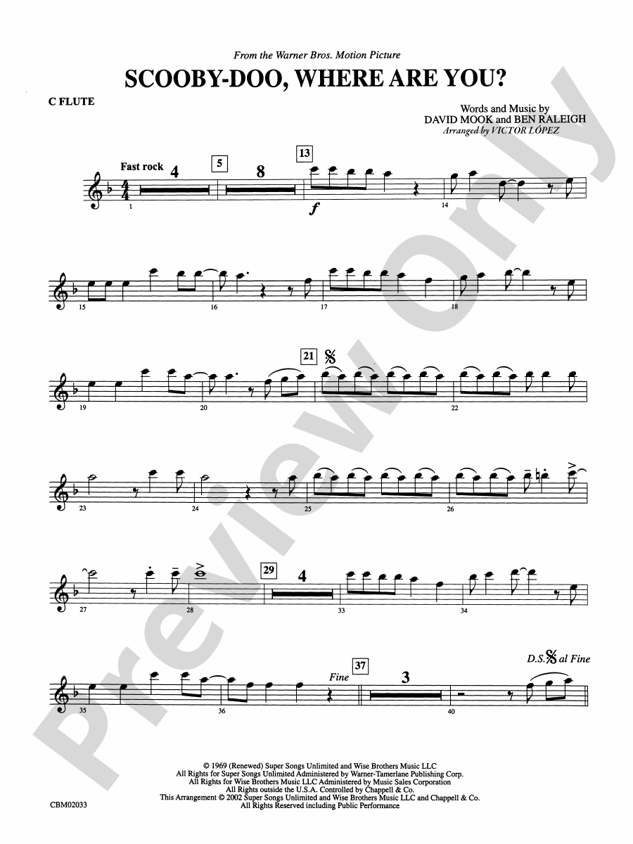 Scooby-Doo, Where Are You? (from Scooby-Doo): Flute: Flute Part ...