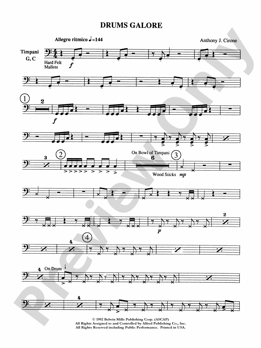 Drums Galore: Timpani: Timpani Part - Digital Sheet Music Download