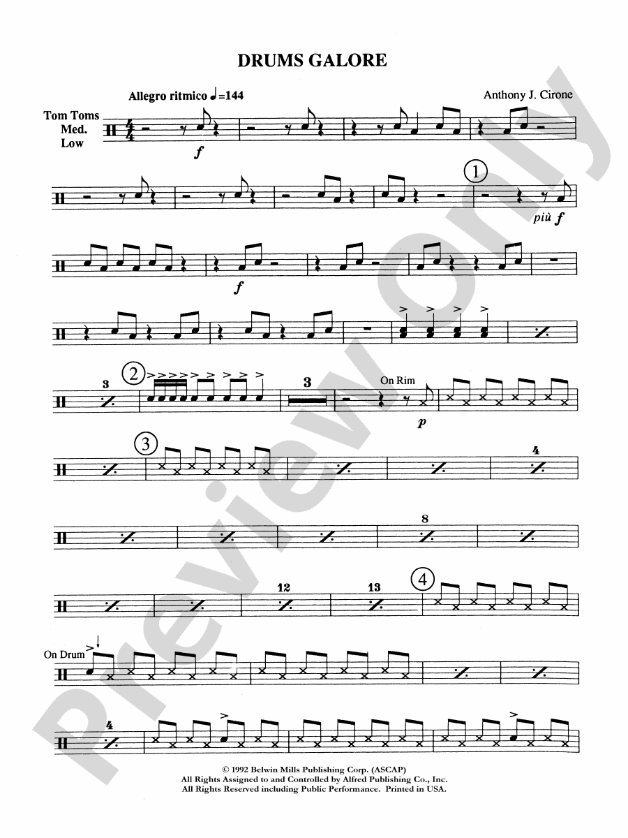Drums Galore: TOM: TOM Part - Digital Sheet Music Download