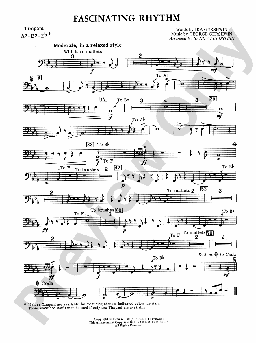 Fascinating Rhythm: Timpani: Timpani Part - Digital Sheet Music Download