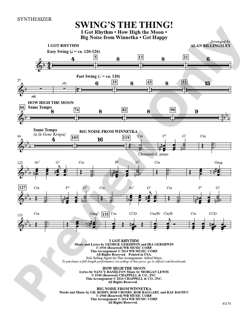Swing's the Thing: Synthesizer: Synthesizer Part - Digital Sheet Music ...
