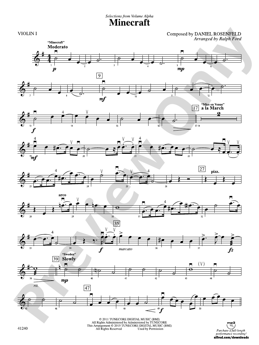 Minecraft: 1st Violin: 1st Violin Part - Digital Sheet Music Download
