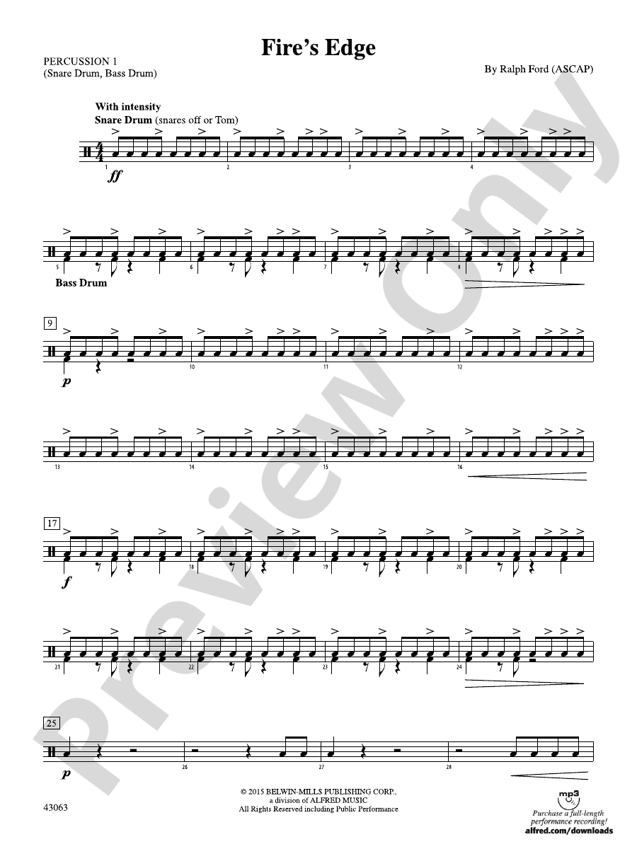 Fire's Edge: 1st Percussion: 1st Percussion Part - Digital Sheet Music ...