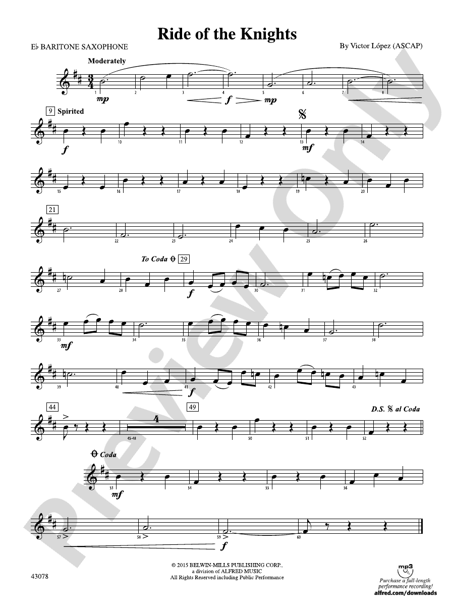 Ride of the Knights: E-flat Baritone Saxophone: E-flat Baritone ...