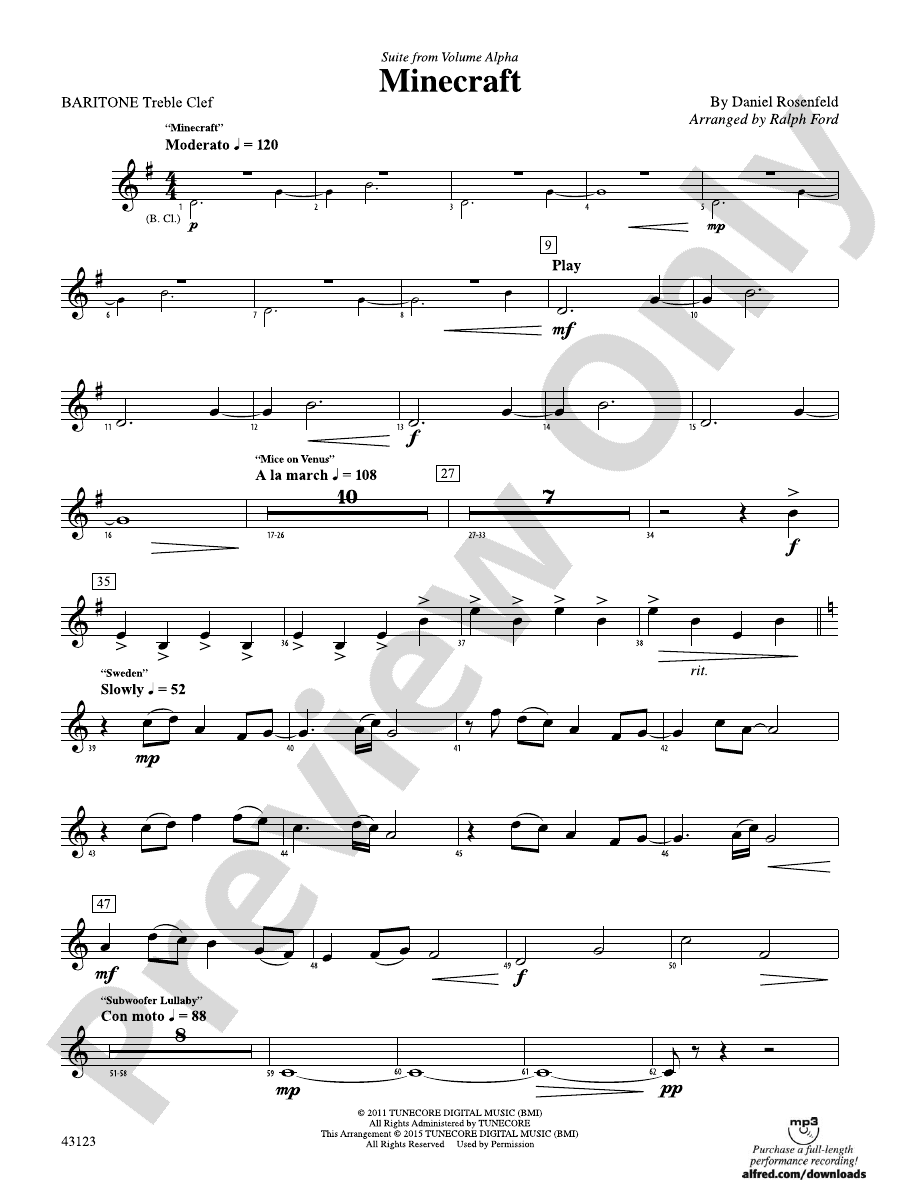 Minecraft: Baritone T.C.: Baritone T.C. Part - Digital Sheet Music Download