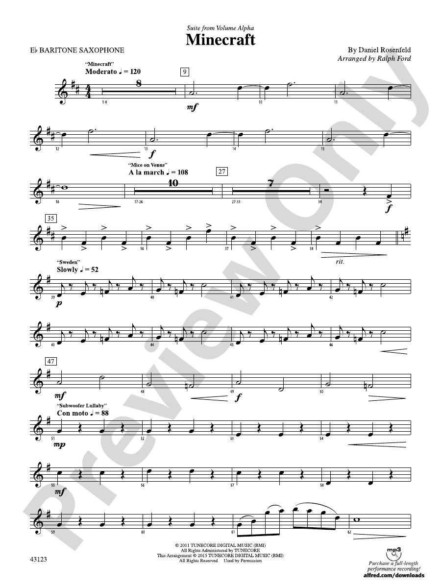 Minecraft: E-flat Baritone Saxophone: E-flat Baritone Saxophone Part ...