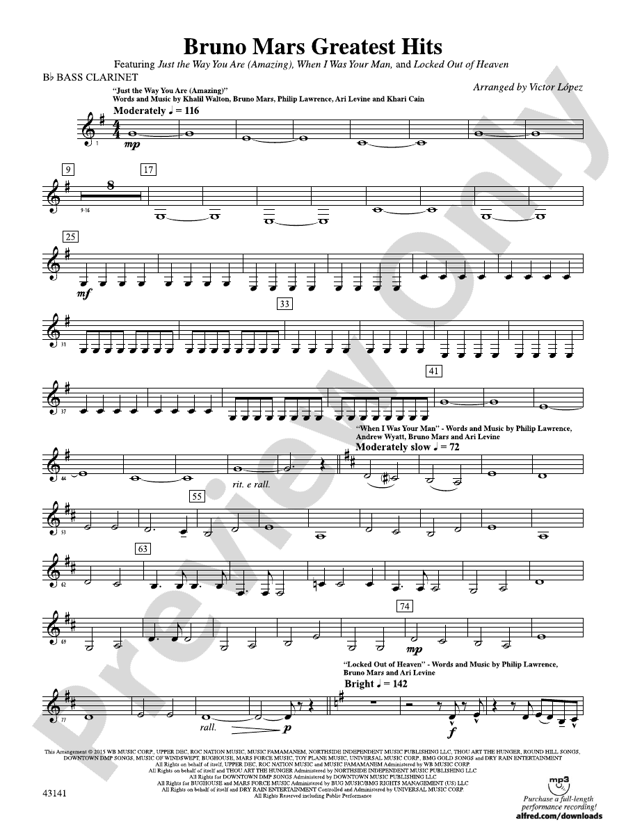Bruno Mars Greatest Hits: B-flat Bass Clarinet: B-flat Bass Clarinet ... Bruno Mars Greatest Hits: B-flat Bass Clarinet: B-flat Bass Clarinet ...