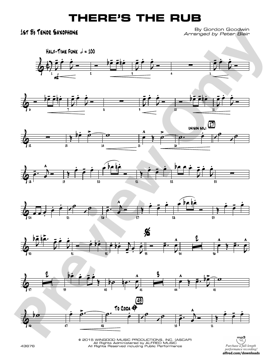There's the Rub: B-flat Tenor Saxophone: B-flat Tenor Saxophone Part ...