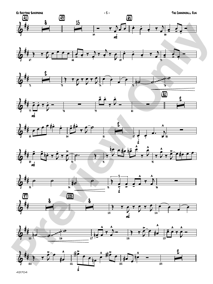 The Cannonball Run: E-flat Baritone Saxophone: E-flat Baritone Saxophone Part - Digital Sheet ...
