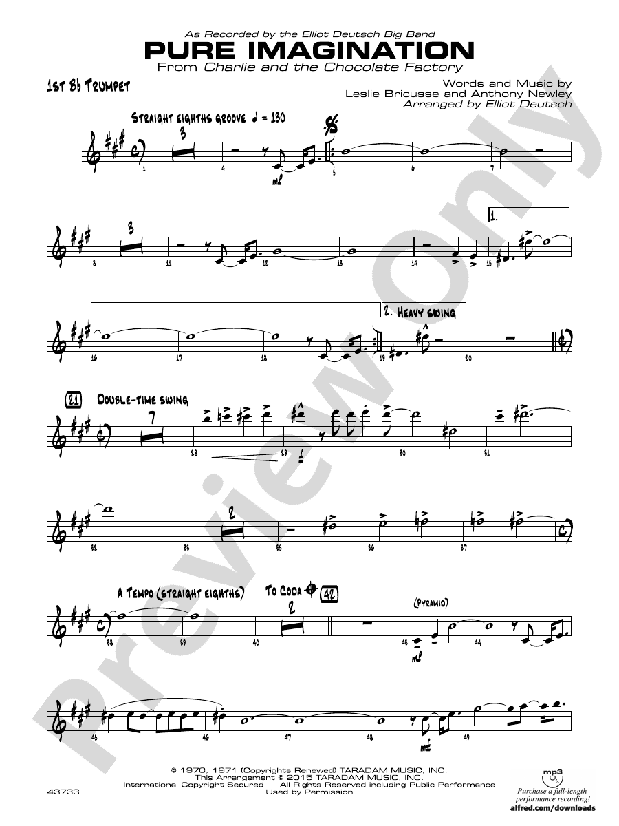 Pure Imagination: 1st B-flat Trumpet: 1st B-flat Trumpet Part - Digital ...