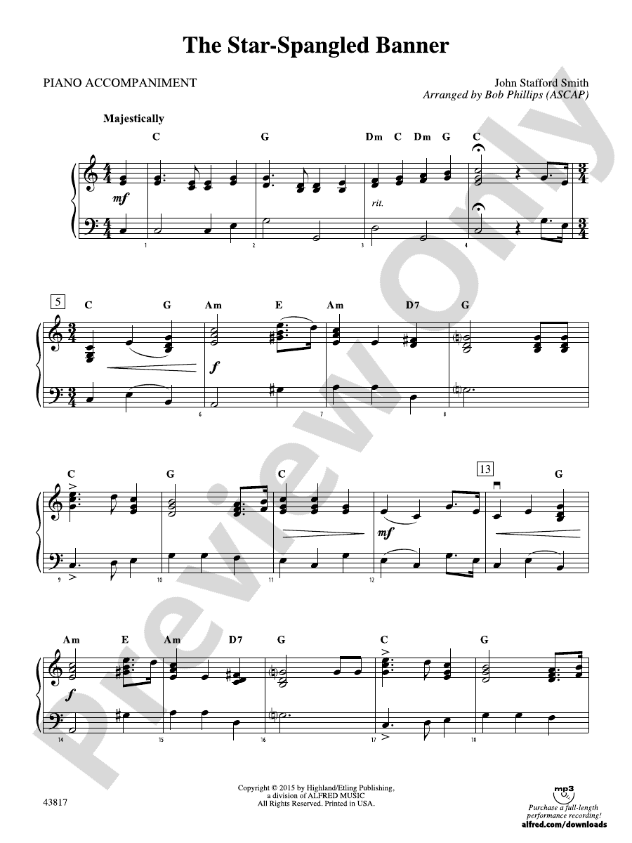 The Star-Spangled Banner: Piano Accompaniment: Piano Accompaniment Part ...