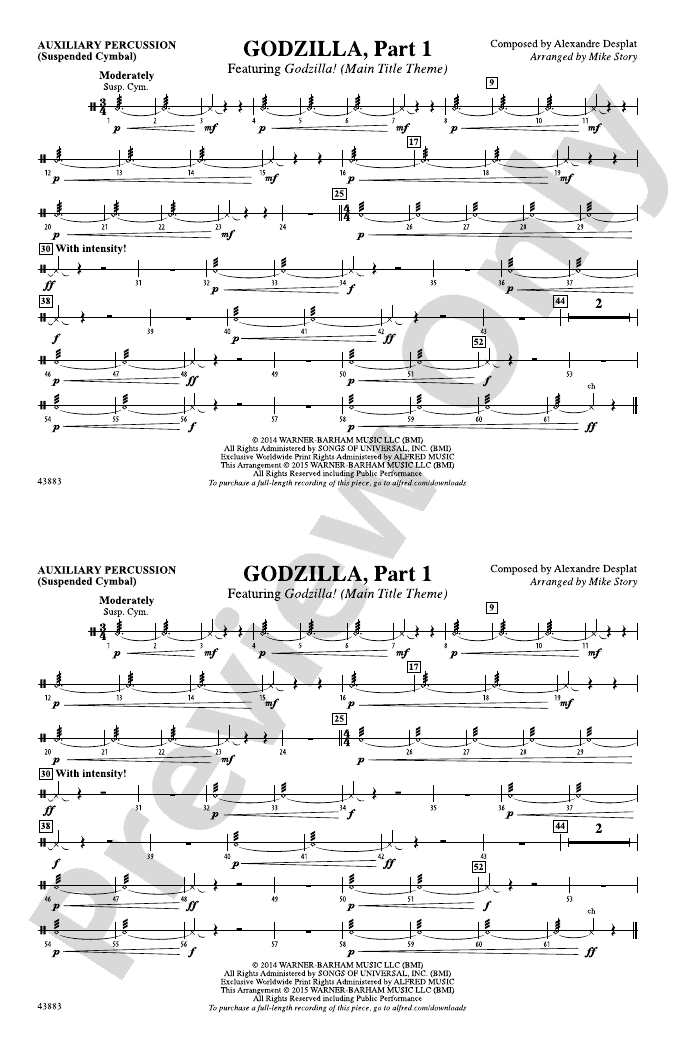 Godzilla, Part 1: Auxiliary Percussion: Auxiliary Percussion Part ...