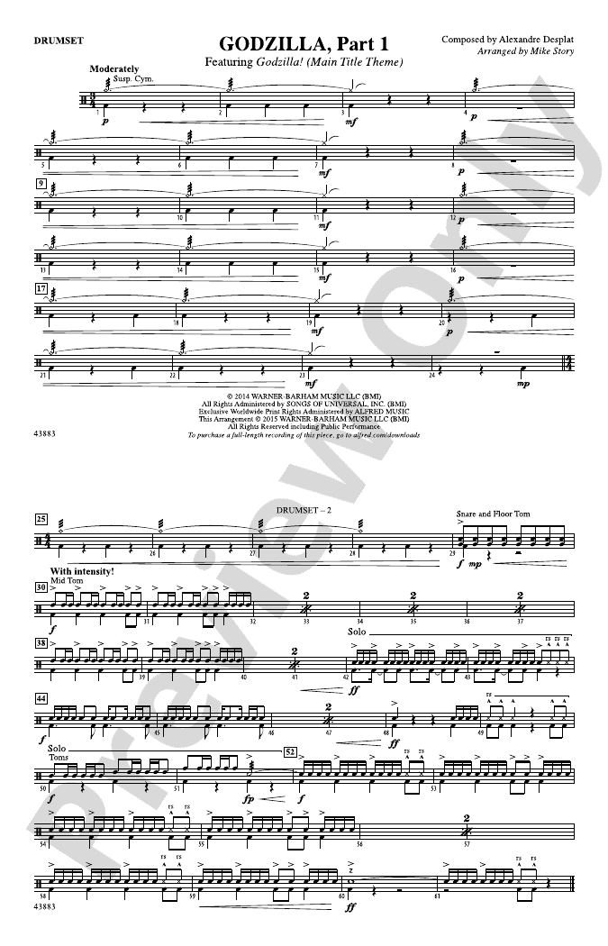 Godzilla, Part 1: Drums: Drums Part - Digital Sheet Music Download