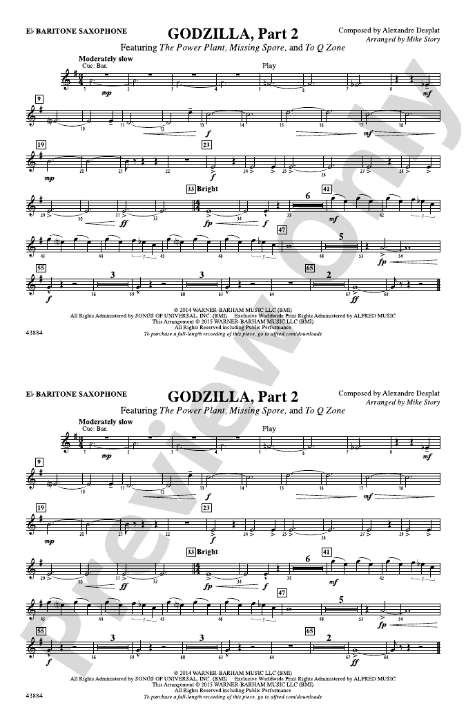 Godzilla, Part 2: E-flat Baritone Saxophone: E-flat Baritone Saxophone ...