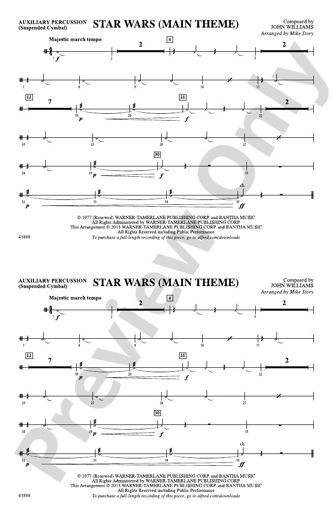 Star Wars (Main Theme): Auxiliary Percussion: Auxiliary Percussion Part ...