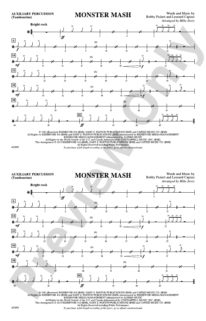 Monster Mash: Auxiliary Percussion: Auxiliary Percussion Part - Digital ...