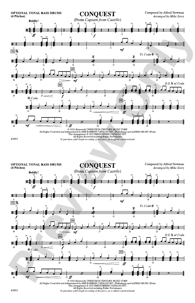 Conquest (from Captain from Castille): Tonal Bass Drum: Tonal Bass Drum ...