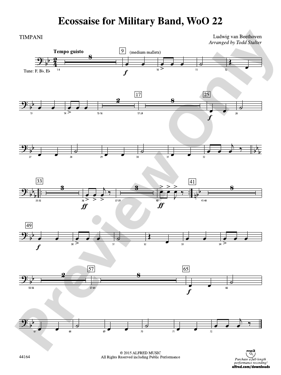 Ecossaise for Military Band, WoO 22: Timpani: Timpani Part - Digital ...