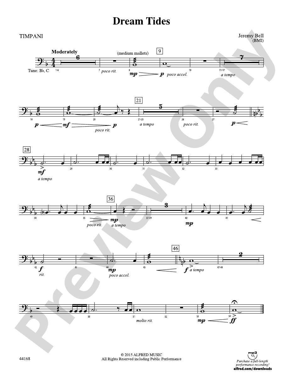 Dream Tides: Timpani: Timpani Part - Digital Sheet Music Download