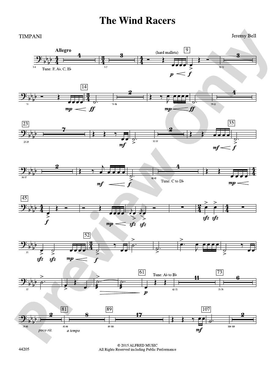 The Wind Racers: Timpani: Timpani Part - Digital Sheet Music Download