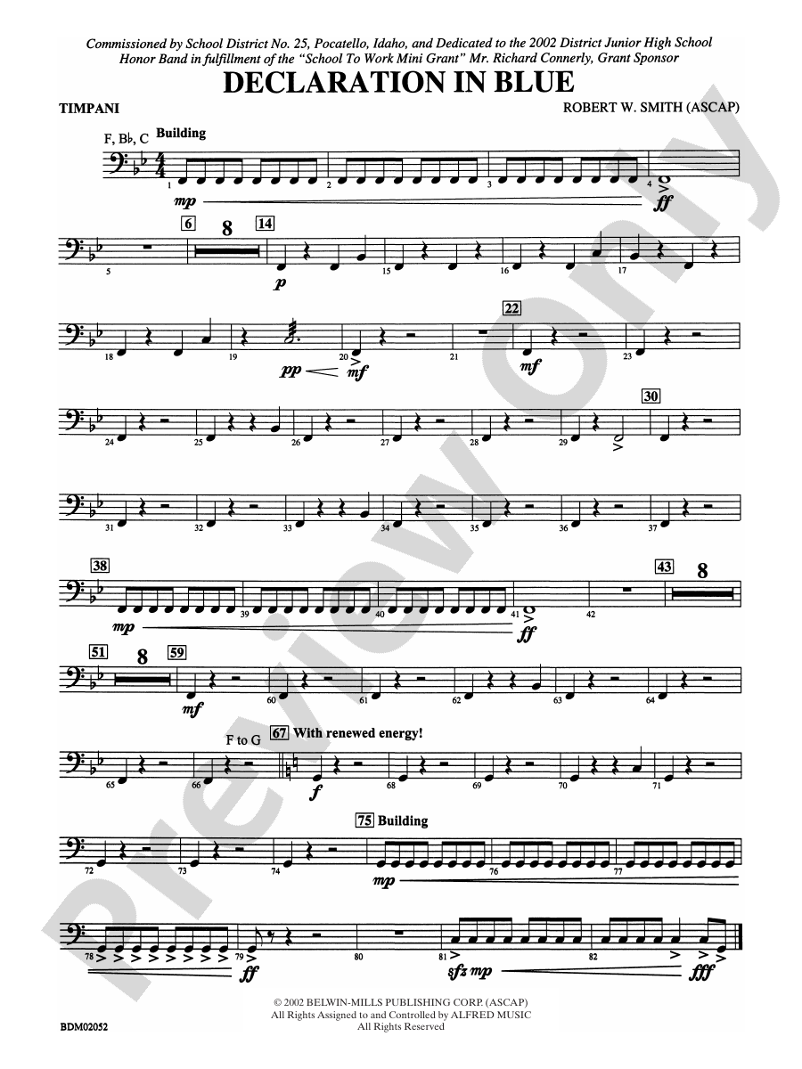 Declaration in Blue: Timpani: Timpani Part - Digital Sheet Music Download