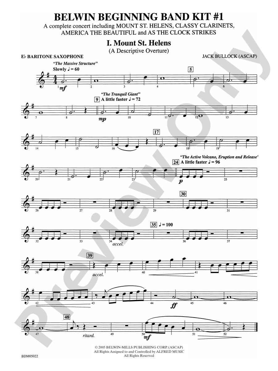 Belwin Beginning Band Kit #1: E-flat Baritone Saxophone: E-flat ...