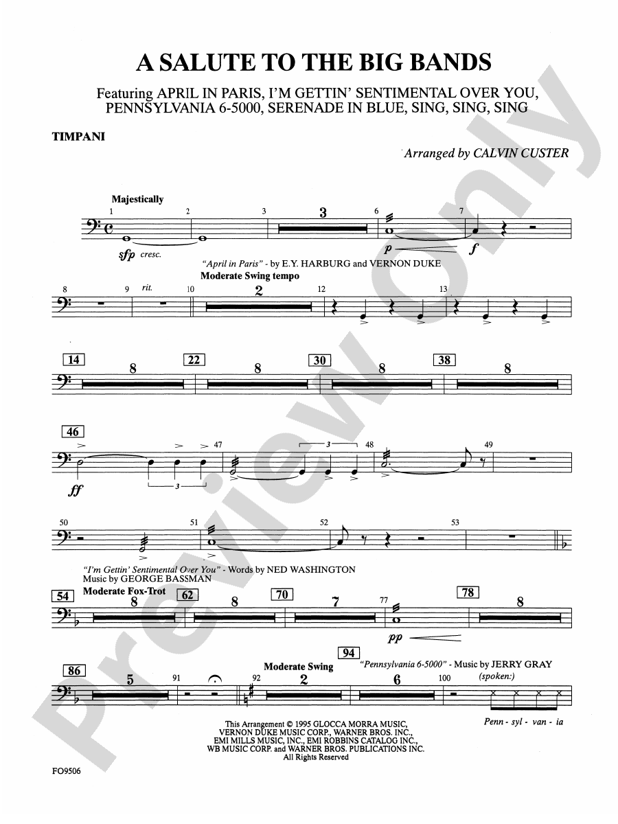 A Salute to the Big Bands: Timpani: Timpani Part - Digital Sheet Music ...