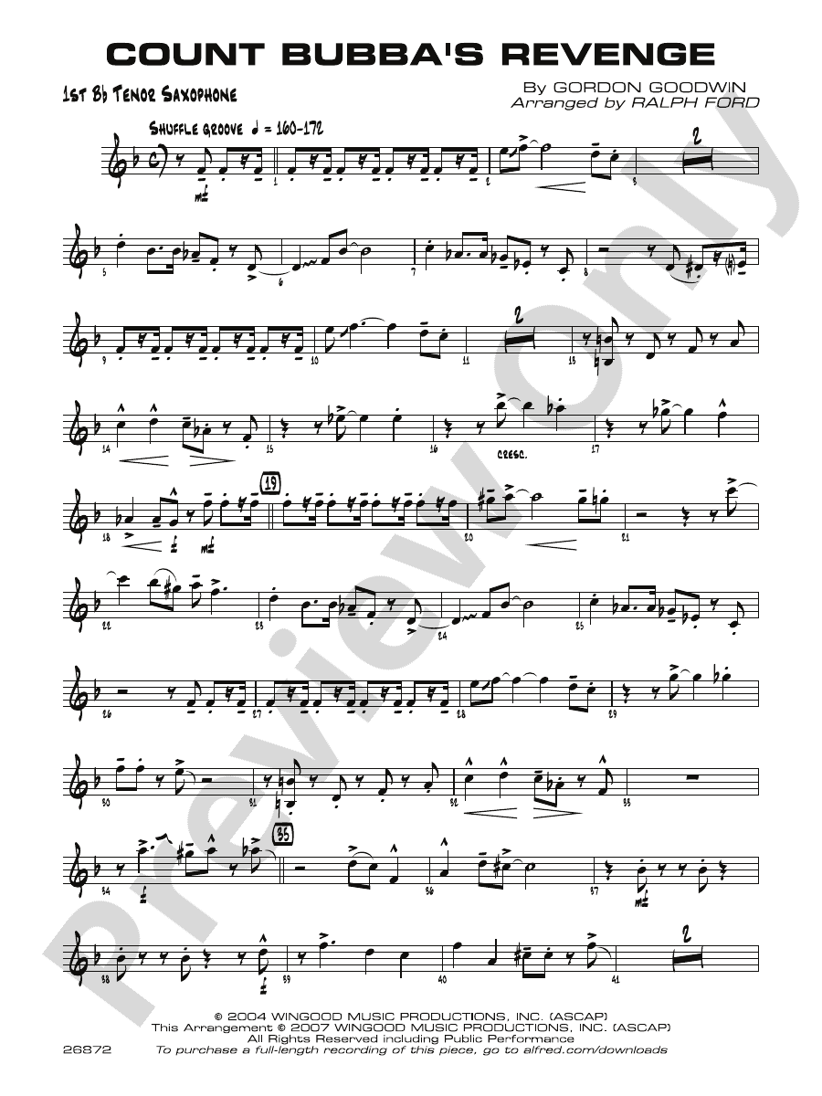 Count Bubba's Revenge: B-flat Tenor Saxophone: B-flat Tenor Saxophone ...