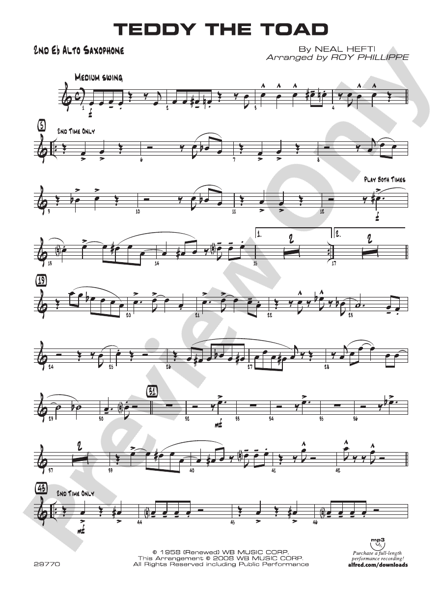 Teddy the Toad: 2nd E-flat Alto Saxophone: 2nd E-flat Alto Saxophone ...
