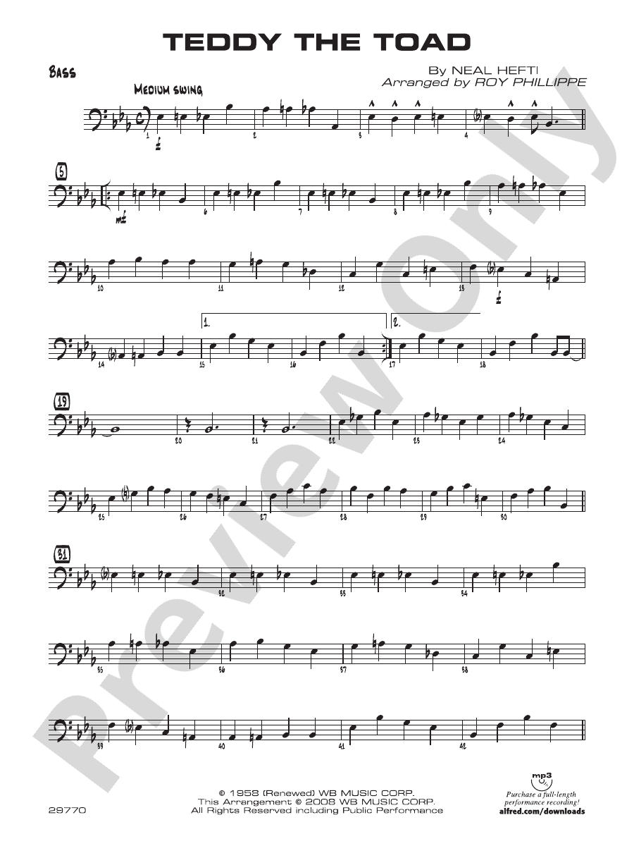 Teddy the Toad: String Bass: String Bass Part - Digital Sheet Music ...