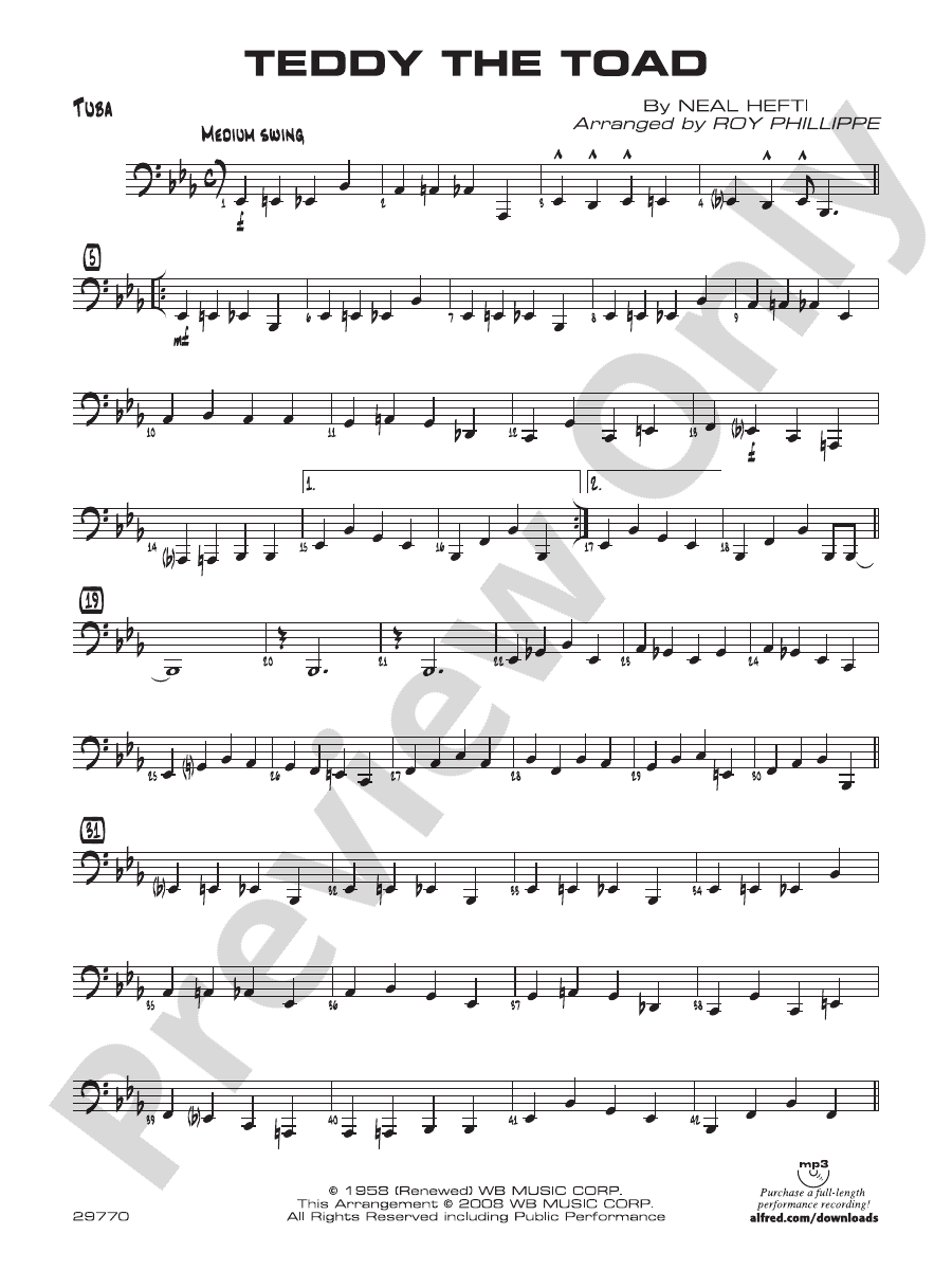 Teddy the Toad: Tuba: Tuba Part - Digital Sheet Music Download