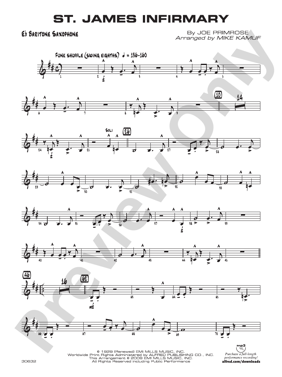 St. James Infirmary: E-flat Baritone Saxophone: E-flat Baritone Saxophone Part - Digital Sheet ...