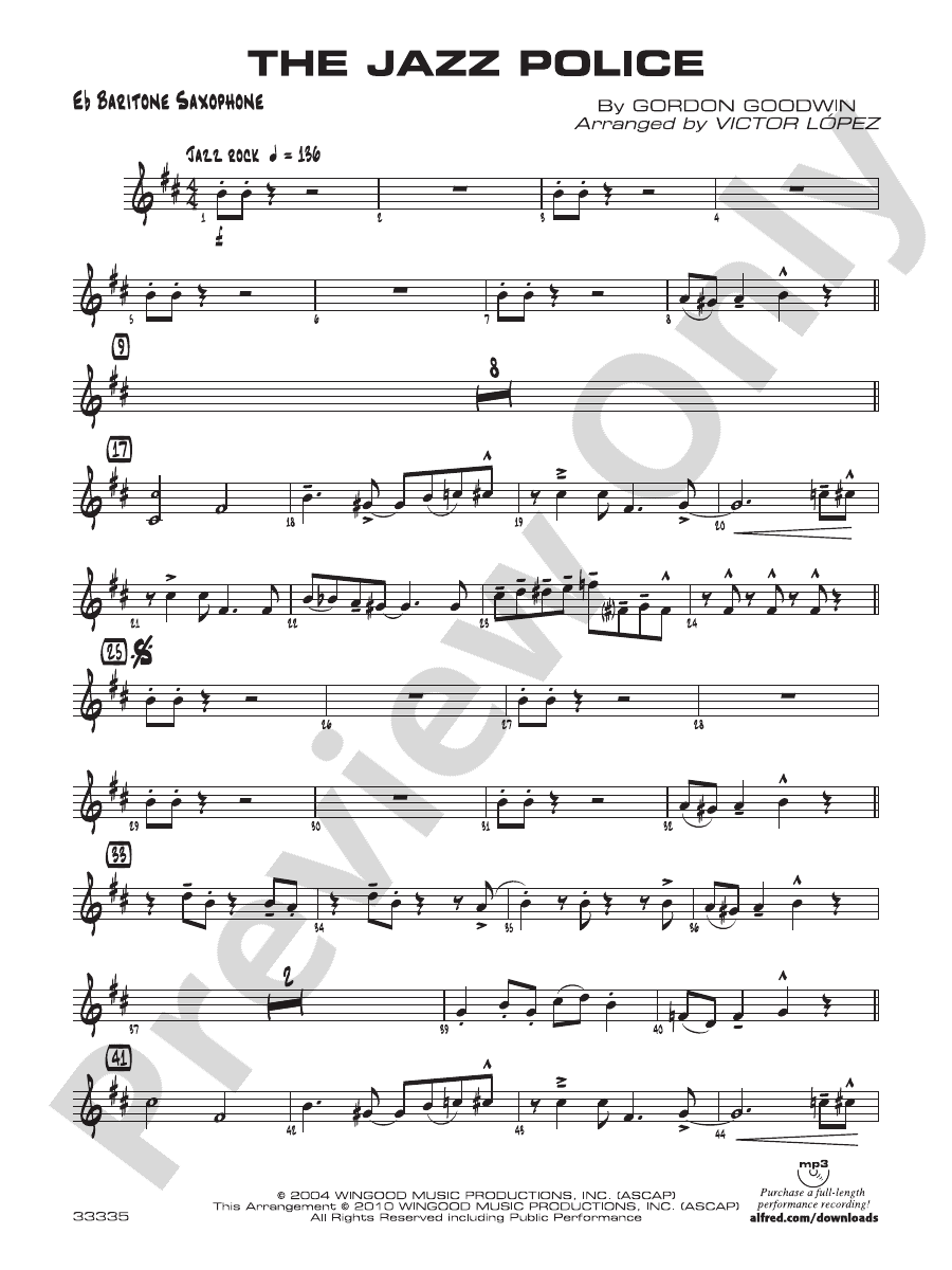 The Jazz Police: E-flat Baritone Saxophone: E-flat Baritone Saxophone Part - Digital Sheet Music ...