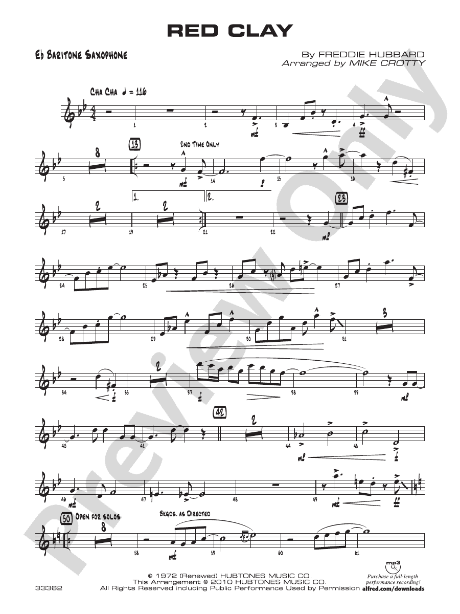 Red Clay: E-flat Baritone Saxophone: E-flat Baritone Saxophone Part ...