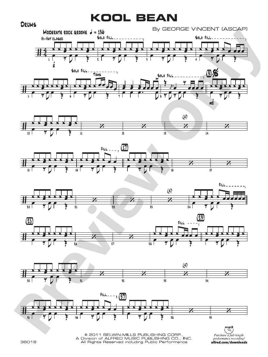 Kool Bean: Drums: Drums Part - Digital Sheet Music Download
