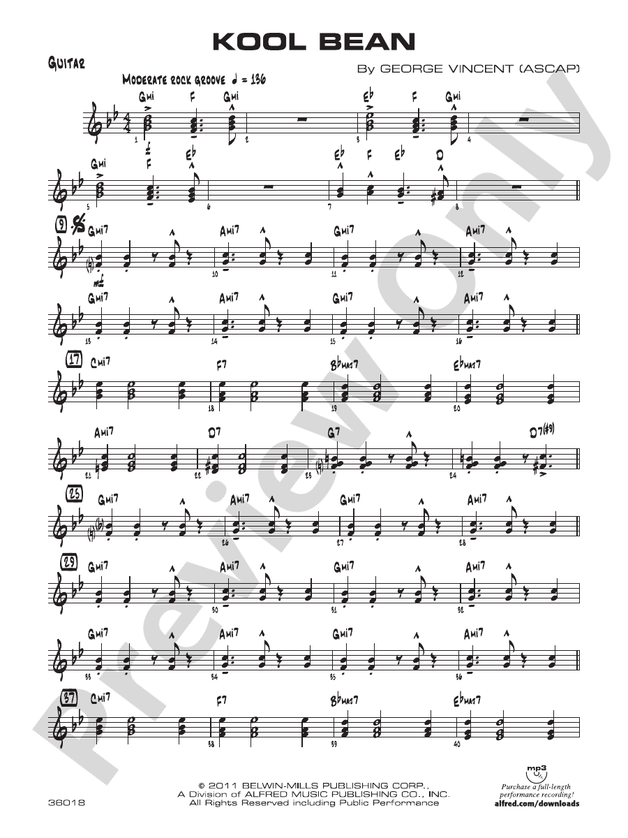 Kool Bean: Guitar: Guitar Part - Digital Sheet Music Download